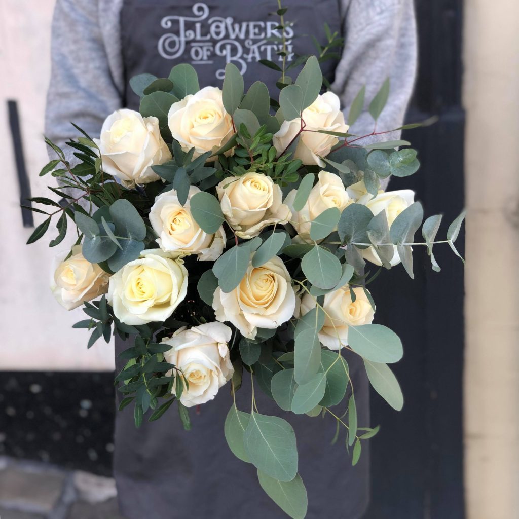 Ivory Roses delivered in Bath - Valentines Florals - Flowers of Bath